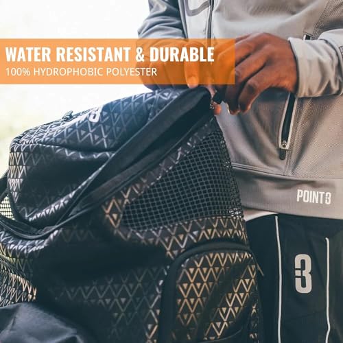 Point 3 Brooklyn Nets Road Trip 2.0 Backpack Basketball Backpack with Drawstrong Closure | Ventilated Mesh Shoe Pocket Compartment | Black
