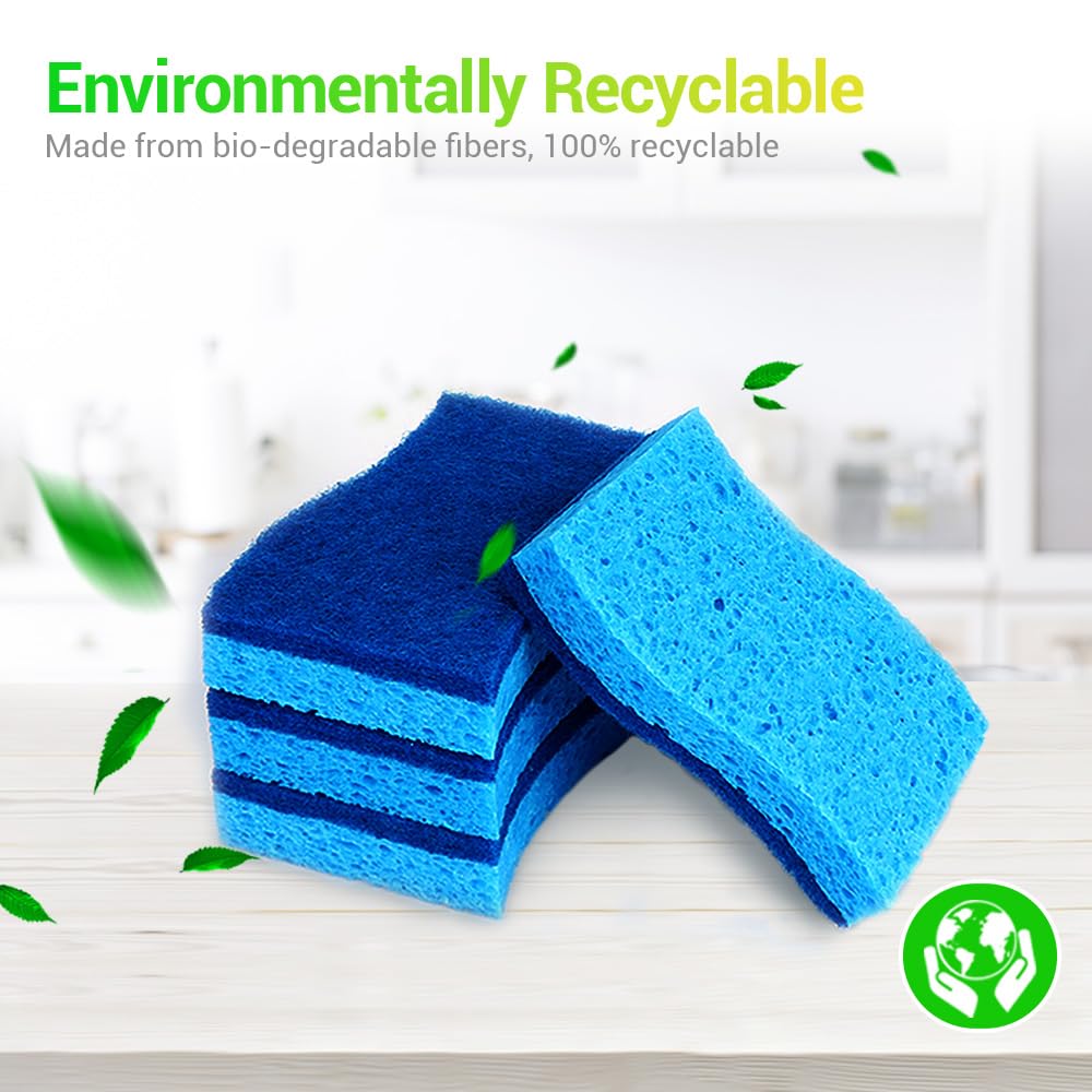 AIDEA-Brite Non-Scratch Scrub Sponge-12Count, Sponges for Dishes, Cleaning Sponge, Cleans Fast Without Scratching, Stands Up to Stuck-on Grime, Cleaning Power for Everyday Jobs