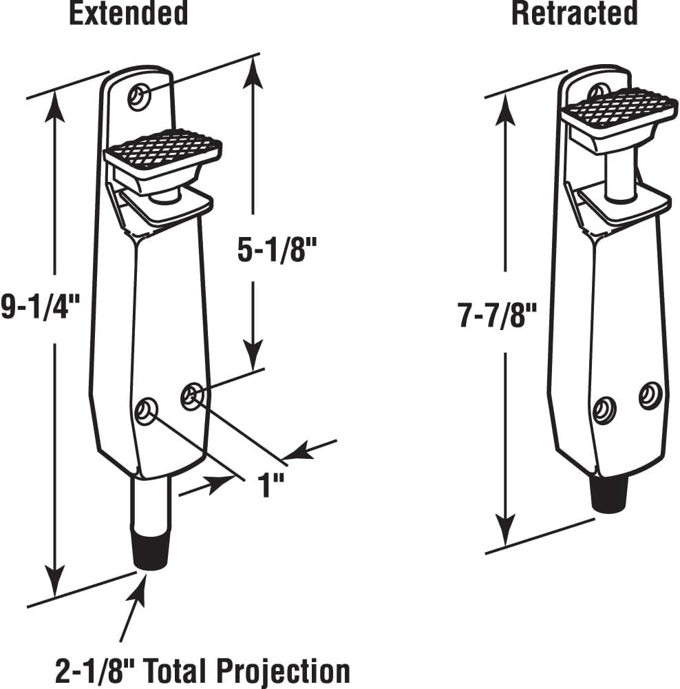 Pacific Doorware Heavy Duty Spring Loaded Step Down Push On Door Holder/Stopper (Duronotic)
