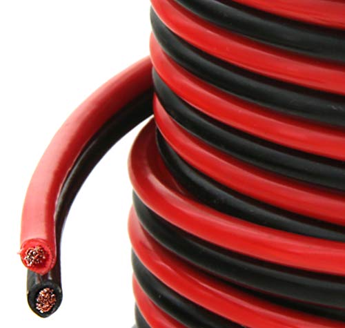 GS Power 100% Copper 10 AWG (American Wire Gauge) OFC Wire. 25 FT Red & 25 FT Black Bonded Zip Cable for Car Audio Primary Remote Automotive Trailer Harness Wiring (Also in 6 & 8 AWG)