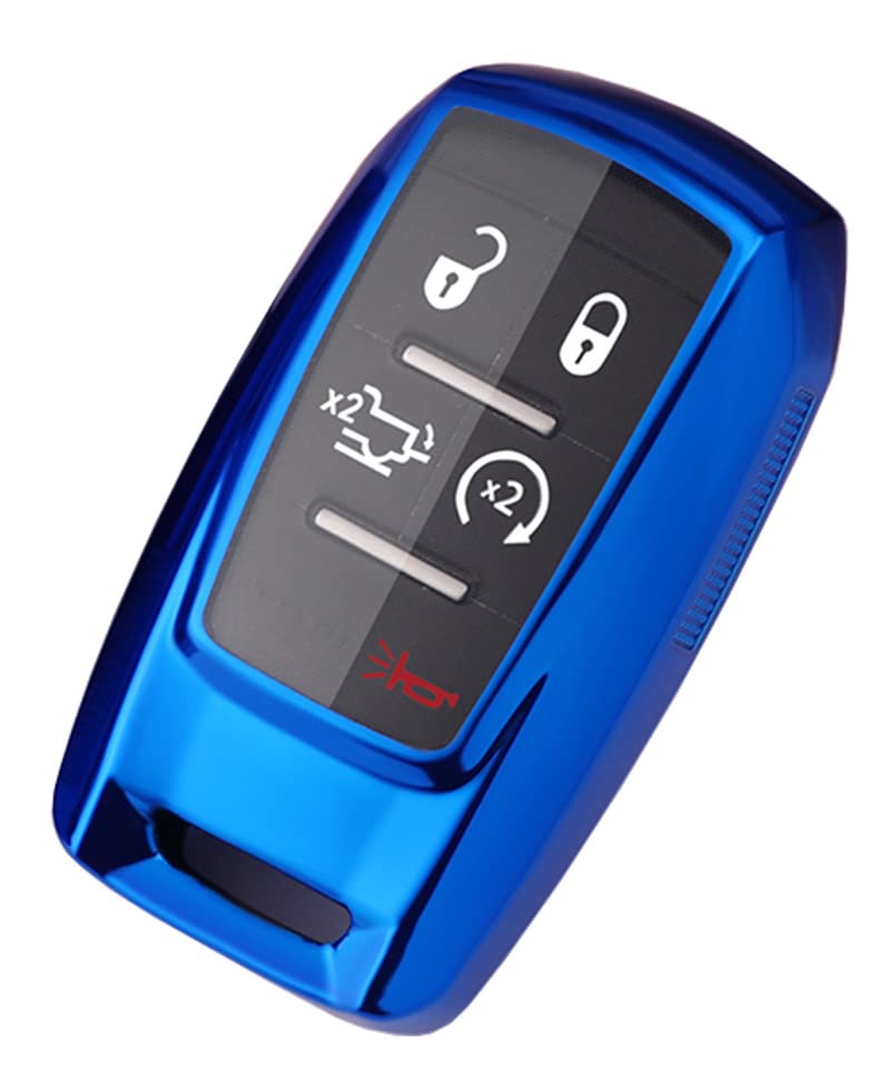 for Dodge TPU Protector Key Fob Cover Case fit for 2022 2021 2020 2019 Dodge 1500 5B Rubber Keyless Entry Key Fob OHT-4882056 (Blue)