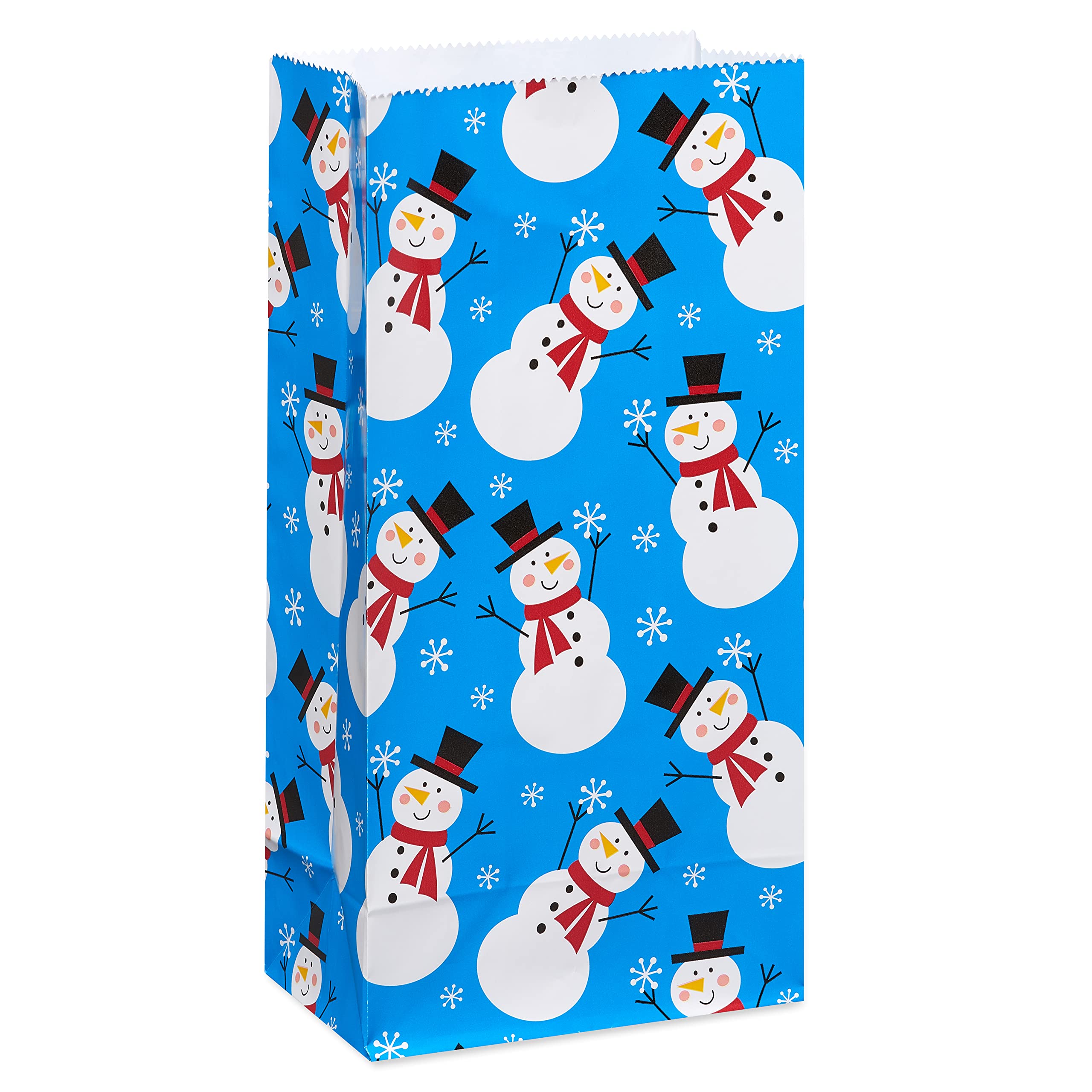 American Greetings 10.375'' Christmas Goodie Bags, Snowman and Snowflakes (16 Bags)