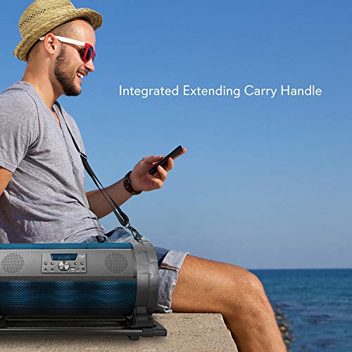 Pyle Portable Bluetooth Boombox Stereo System - 600 W Digital Outdoor Wireless Loud Speaker w/LED Lights, FM Radio, MP3 Player, USB, Wheels, w/ Karaoke Microphone, Remote Control - PBMSPG198, Black