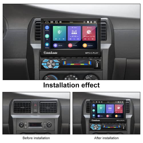 CarThree Single Din Apple Carplay Car Stereo with Bluetooth and Backup Camera, 7inch flip Out Touch Screen Car Radio MP5 Player Support Android Auto,Subwoofer Mirror Link,USB,TF,FM,Aux-in,SWC