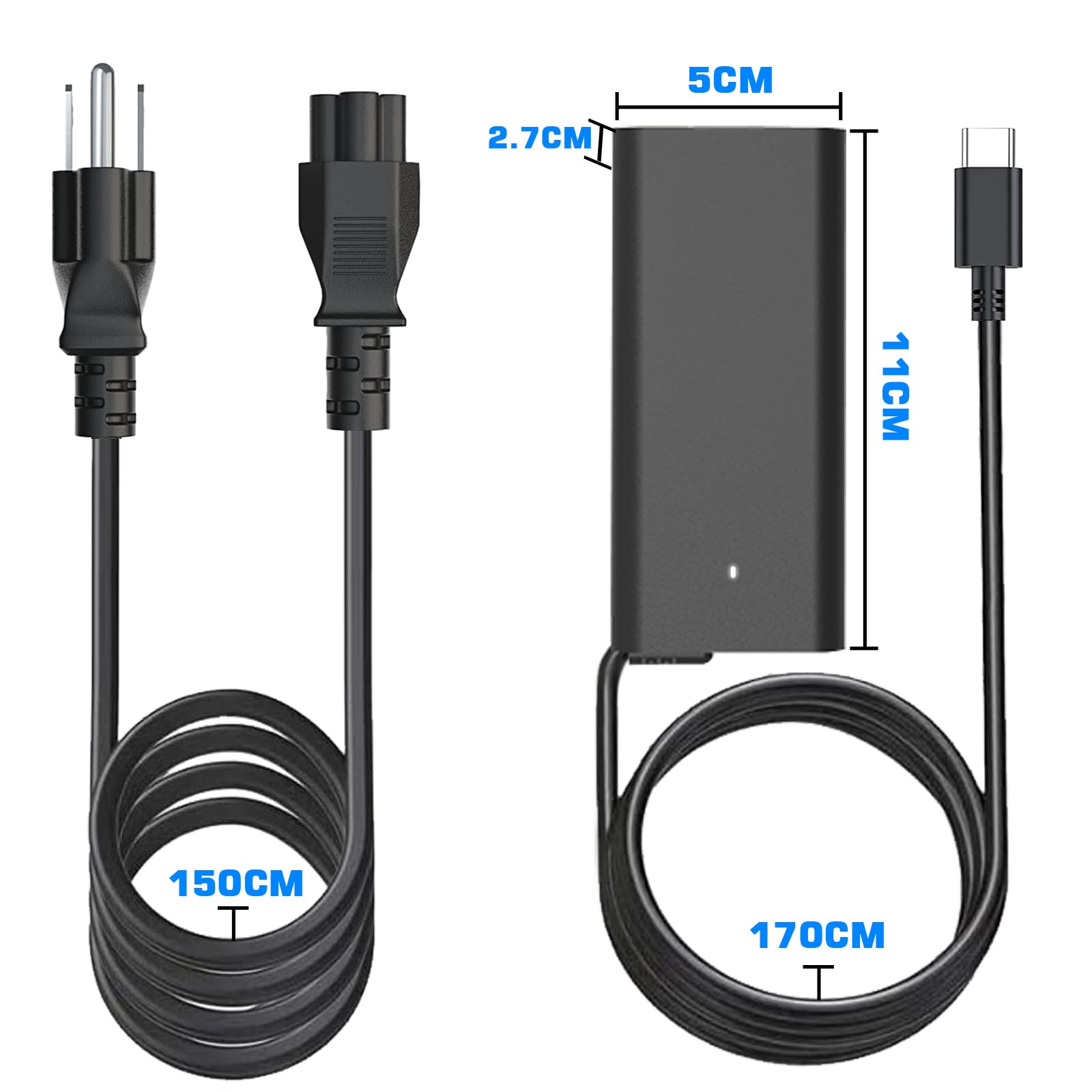 Charger for Dell Laptop, USB-C Type C 65W 45W Watt Power Adapter Replacement for Dell Latitude, Dell XPS, Dell Chromebook, LA65NM190
