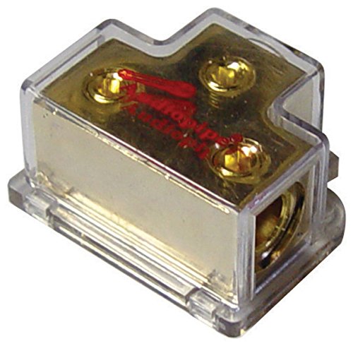 Audiopipe PB-1020 24kt Gold Finish Power Distribution Block 1 to 2 fits 0 to 4 gauge