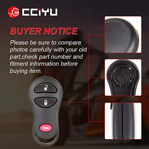 cciyu Replacement Keyless Entry Remote Car Key Fob Clicker Transmitter Alarm 2 X 3 Buttons Replacement for Chrysle/for D odge/Plymouth GQ43VT17T
