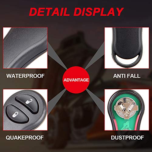 cciyu Replacement Keyless Entry Remote Car Key Fob Clicker Transmitter Alarm 2 X 3 Buttons Replacement for Chrysle/for D odge/Plymouth GQ43VT17T