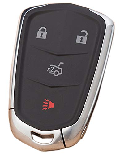 Smart Key Fob Case Shell Fit for 2015-2019 Cadillac Escalade CTS SRX XT5 ATS STS CT6 4 Buttons Keyless Entry Remote Control Car Key Fob Cover Casing Replacement (Black)