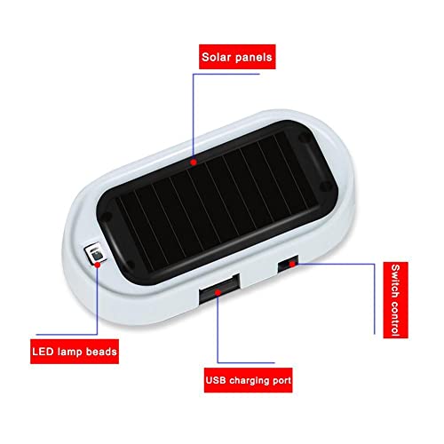 SXRC Car Solar Power Simulated Dummy Alarm Warning Anti-Theft LED Flashing Security Light,Car Anti-Theft Lights,Car Alarm Light with USB Port,Solar Powered Car Alarm System,Flash Strobe Light, Blue