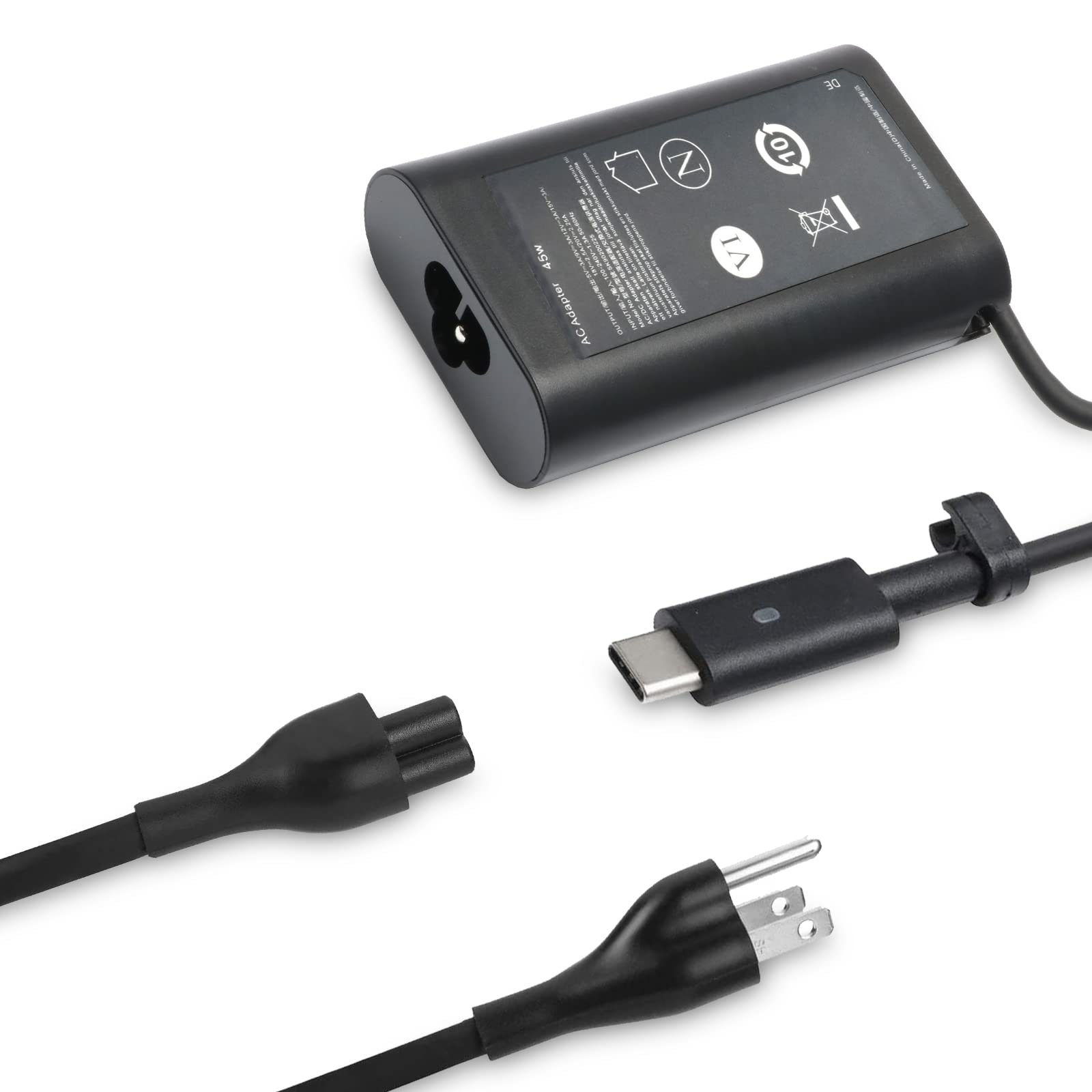 45W USB-C Laptop Charger for Dell Adapter: Dell XPS 13 9333 9360 9365 9370 9380,0HDCY5,LA45NM150,04RYWW,Ins piron 14 7275 7370 7437 Latitude 7390 2in1 5175 5285 5290-2in1 with Type c (USB-C/USBC) Tip
