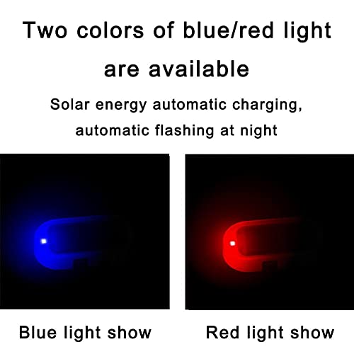 SXRC Car Solar Power Simulated Dummy Alarm Warning Anti-Theft LED Flashing Security Light,Car Anti-Theft Lights,Car Alarm Light with USB Port,Solar Powered Car Alarm System,Flash Strobe Light, Blue
