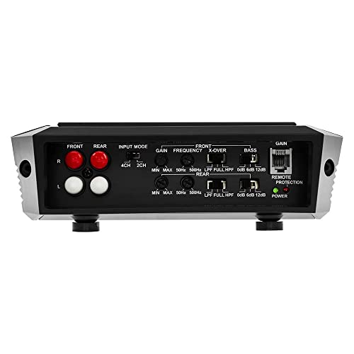 DS18 GEN-X2000.4 Car Audio Amplifier 4-Channel Class A/B 2000 Watts Max Multichannel Amp - Bass Remote Knob Included - Lightweight Design - High Efficiency Rate