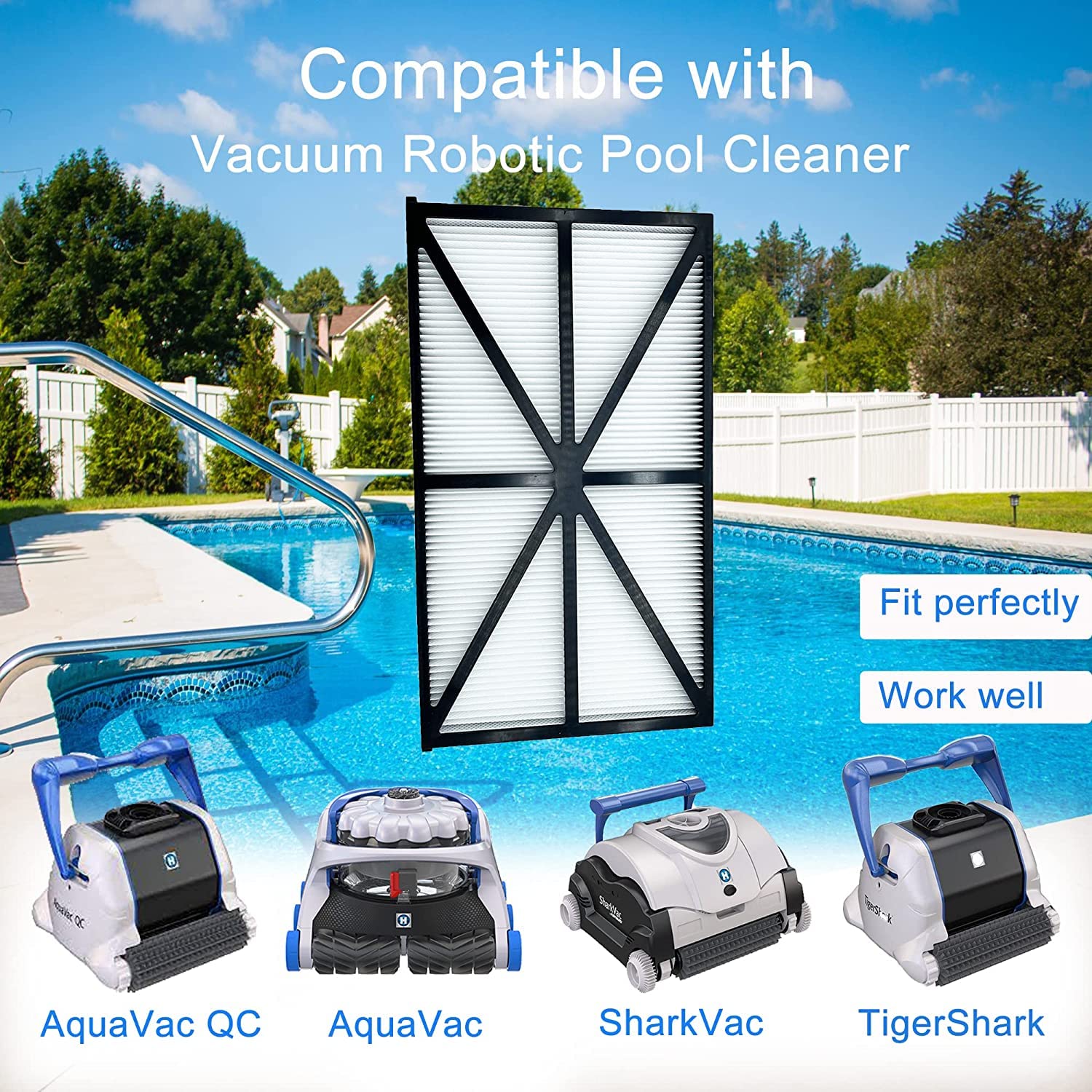 Yinage Ultra Fine Cartridge Filter Panels, for Hayward Robotic AquaVac, TigerShark and SharkVac Pool Cleaners Maytronics Part Number: RCX70101PAK2 (2 Pack)