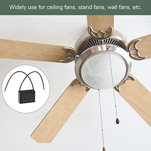 YOKIVE Ceiling Fan Capacitor CBB61, Metallized Polypropylene Film Capacitor Great for Fans Pumps Motors Running (12uF 250V AC 2 Wires 50/60Hz)