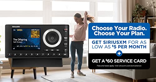 SiriusXM Onyx Plus Satellite Radio w/ Home Kit, Enjoy SiriusXM on your Home Stereo or Powered Speakers for as Low as $5/month + $60 Service Card with Activation