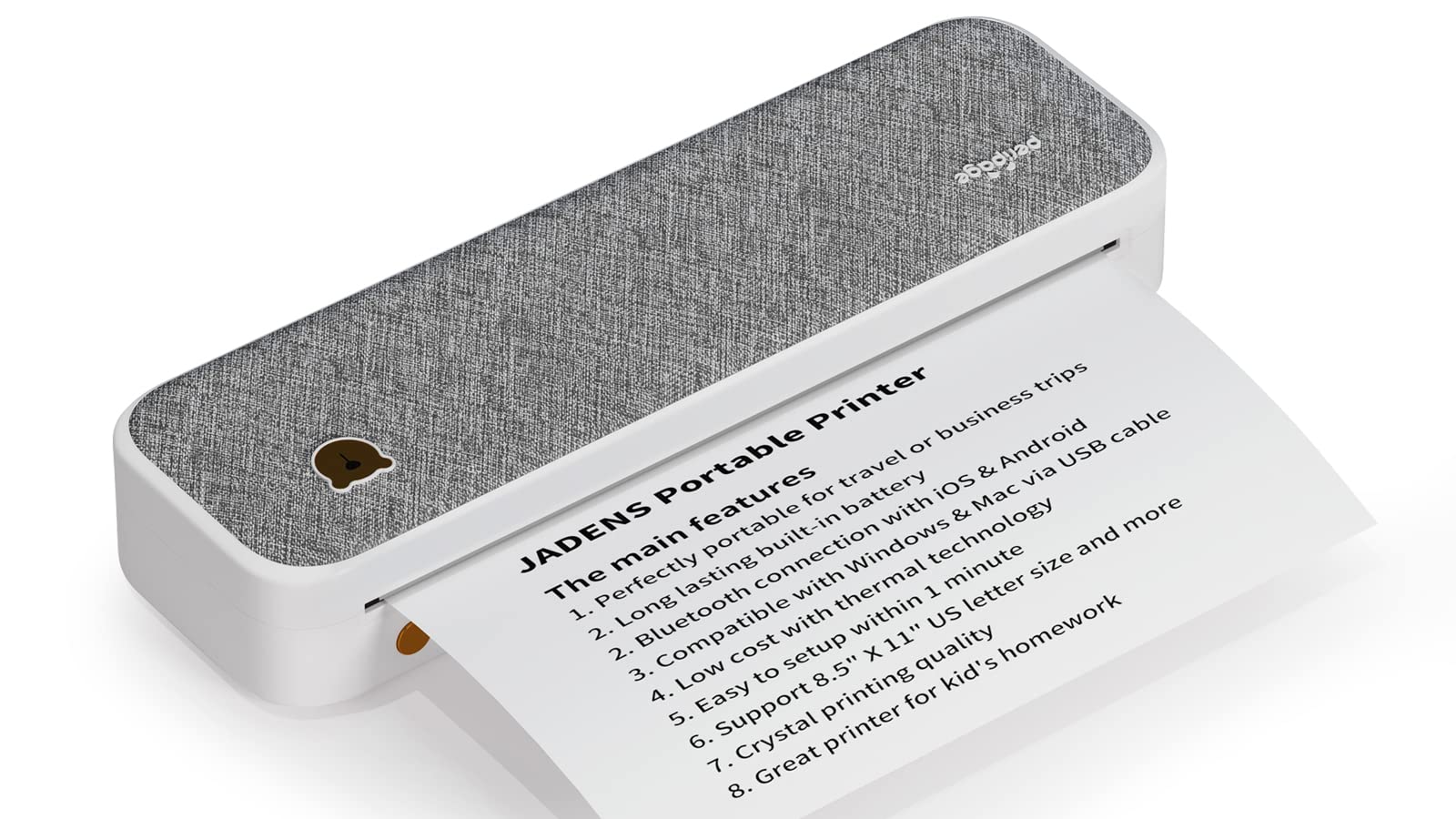 JADENS Portable Printer Wireless - Supports 8.26"x11.69" US Letter, Inkless Mobile Printer Compatible with iOS, Android & Laptop