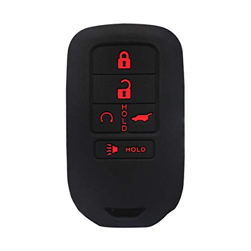 BTSMONE Silicone Full Protective Key Fob Remote Cover Case for 2015 2016 2017 2018 2019 Honda Civic Accord Pilot CR-V 5 Buttons Smart Key Black