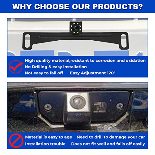 Backup Camera License Plate Bracket, Alpha Rider Universal Car Dash Cam Mirror Camera Kit, Rear Reverse License Plate Camera Mount Kit, Rear View Camera License Plate Holder