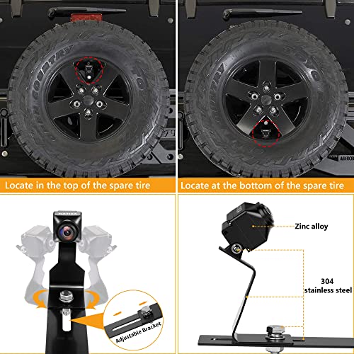 NATIKA Backup Camera for 2007-2018 Jeep Wrangler JK: No Distorted Affect Starlight Night Vision CVBS | AHD Waterproof HD Spare Tire Mount Backup Reverse Rear View Camera for Jeep Wrangler JK 2007-2018
