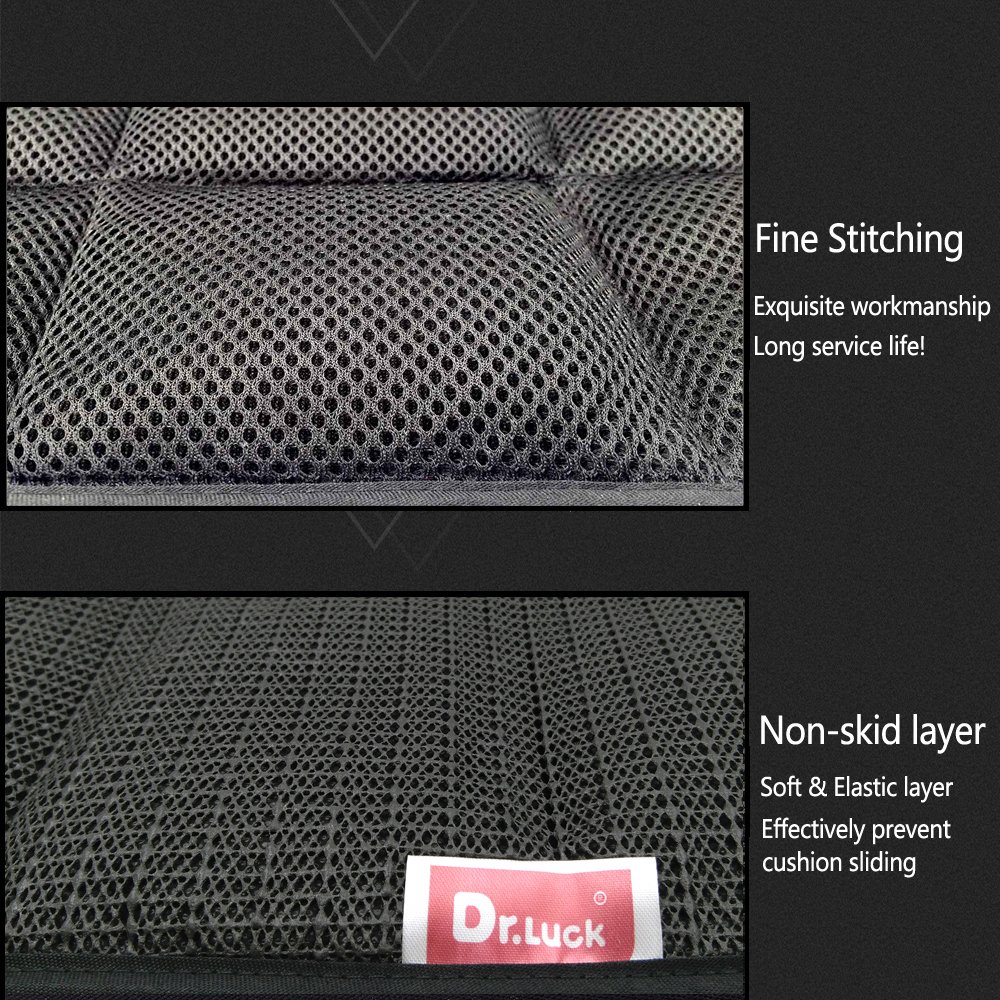 DGQ Natural Bamboo Charcoal Non-Slip Seat Cushion 17.7" 17.7"- Home Office Car Chair Cover Pad Mat (Pack of 1,Black)
