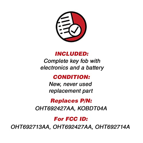 KeylessOption Keyless Entry Remote Control Uncut Car Key Fob Replacement for OHT692427AA KOBDT04A