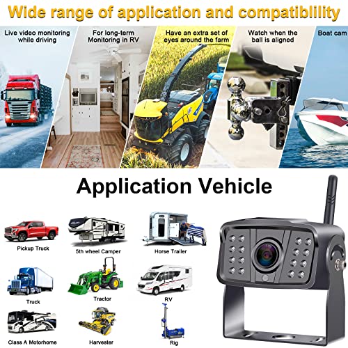 AMTIFO RV Backup Camera Wireless HD 1080P Bluetooth 2 Travel Trailer Rear View Cam System 7 Inch DVR Monitor Truck Camper Infrared Night Vision Reverse Cameras Adapter for Furrion Pre-Wired RVs A9