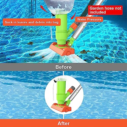 POOLKEY Upgraded 70" Portable Pool Vacuum Cleaner with Unique Lock Catch Design, 4 Section Poles of 70", Handheld Pool Vacuum Jet Cleaner Attaches to Garden Hose for Above Ground Pool Spas Ponds