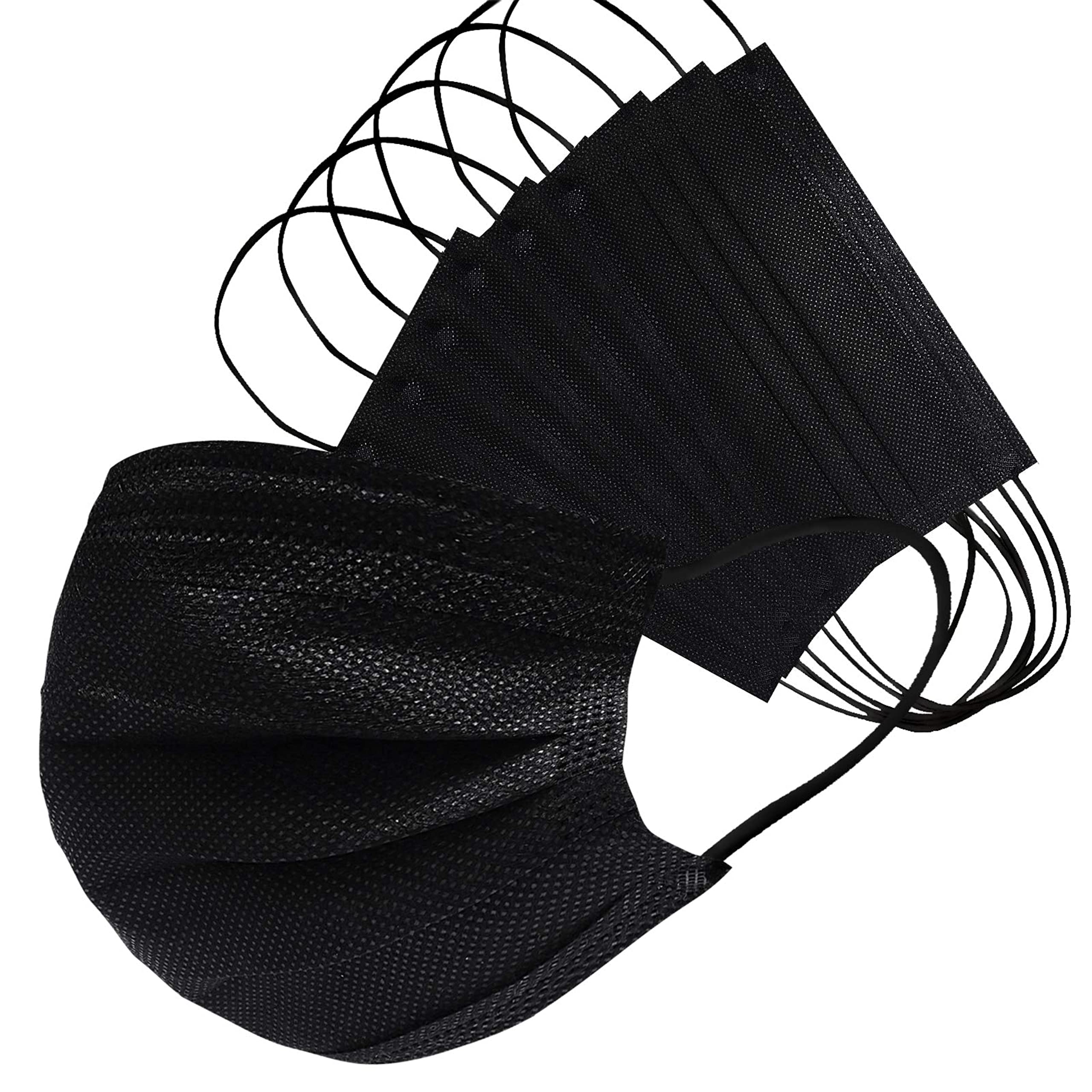 Biwisy 50pcs 3-Ply Disposable Face Mask Breathable Black Masks of 50 PCS Black