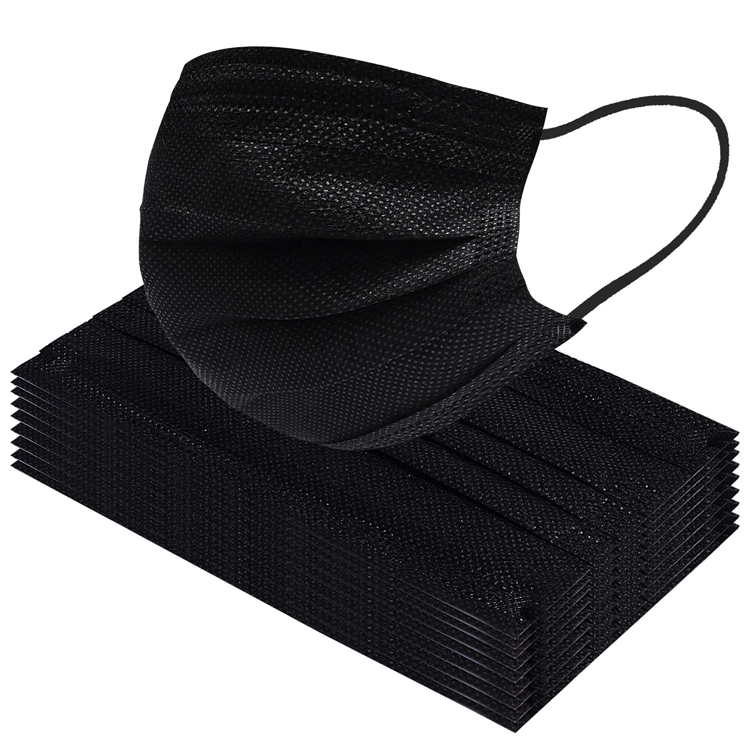 Biwisy 50pcs 3-Ply Disposable Face Mask Breathable Black Masks of 50 PCS Black