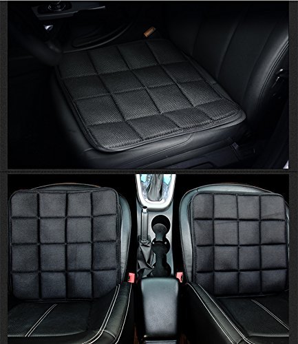 DGQ Natural Bamboo Charcoal Non-Slip Seat Cushion 17.7" 17.7"- Home Office Car Chair Cover Pad Mat (Pack of 1,Black)