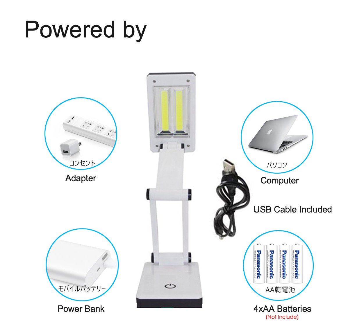 [New Version] TOMOL Super Bright COB LED Portable Desk Lamp Travel Lamp :Foldable, Touch Sensitive Control, 3 Adjustable Brightness Levels, Battery and USB Powered