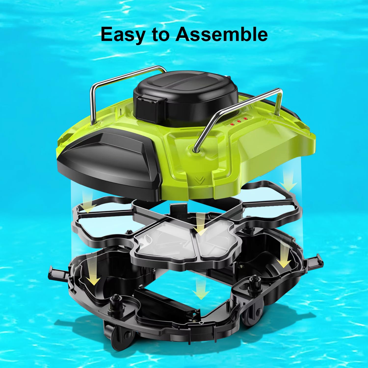 Launs Cordless Robotic Pool Cleaner, Automatic Pool Vacuum, Dual-Motor, IPX8 Waterproof, with 110 Mins Maximum Runtime, Self-Parking, Pool Vacuum for Above (Green)