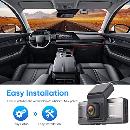 Dash Cam for Cars, 1080P Full HD Dash Car Camera Video Recorder Front Dashcam Super Night Vision, 170° Wide Angle Dashcams with 3.4" IPS Display, G-Sensor, WDR, Motion Detection Loop Recording