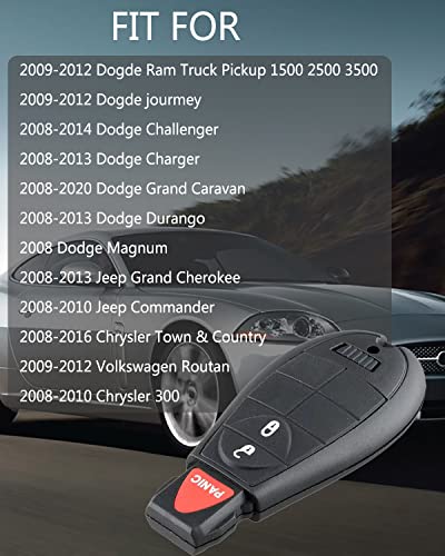 Key Fob for Dodge Charger/Challenger/Durango /Journey/RAM 1500 2500 3500,Keyless Entry Remote Replacement for Chrysler 300 2008-2010/Grand Caravan Cherokee(M3N5WY783X )