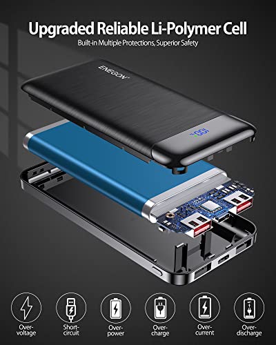 ENEGON 10000mAh Power Bank Fast Charging 12V/1.65A(PD 20W Max) with USB-C Wall Plug, Portable Chargers Slim Cell Phone External Battery Pack for iPhone 14 13 12 11 Pro Max Plus XR SE
