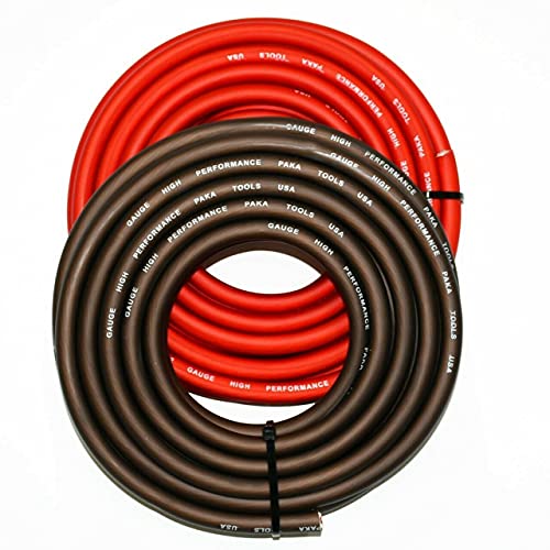 PAKA HAND TOOLS 4 Gauge Wire Black/RED, Amplifier Power/Ground Amp Wire,Super Flexible and Bending Easily Without Breaking (10 FEET RED)