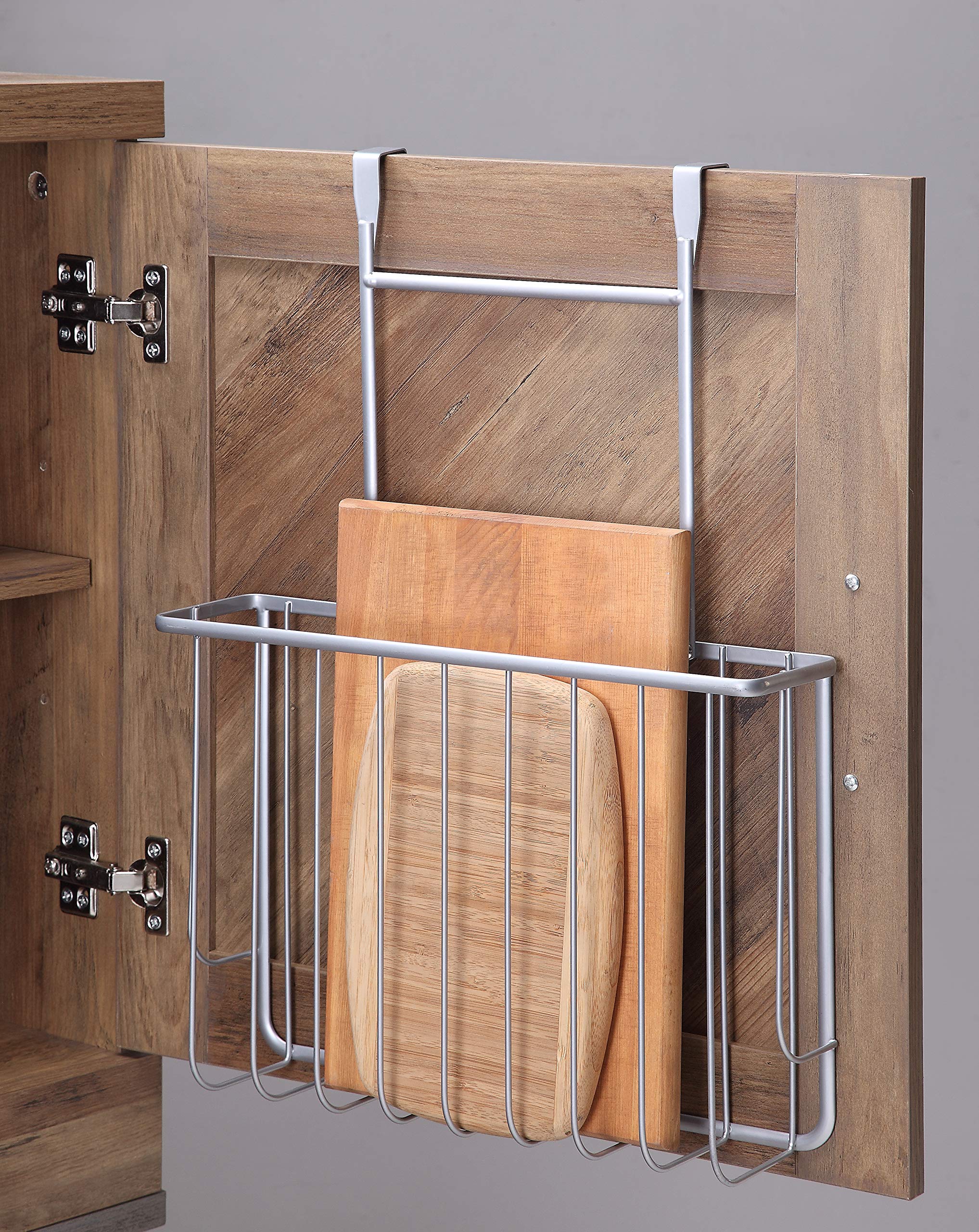 SunnyPoint Over The Cabinet Door Organizer Holder (SET OF 2) (Silver, 13.5 X 9.5 X 3.2 (basket Size))
