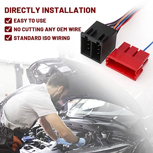 RED WOLF Car ISO Radio Wiring Harness Connector w/Antenna Adapter Plug Replacement for Hyundai Accent Elantra Kona Kia 2009-2017 Aftermarket Stereo CD Player Infinity Sound System