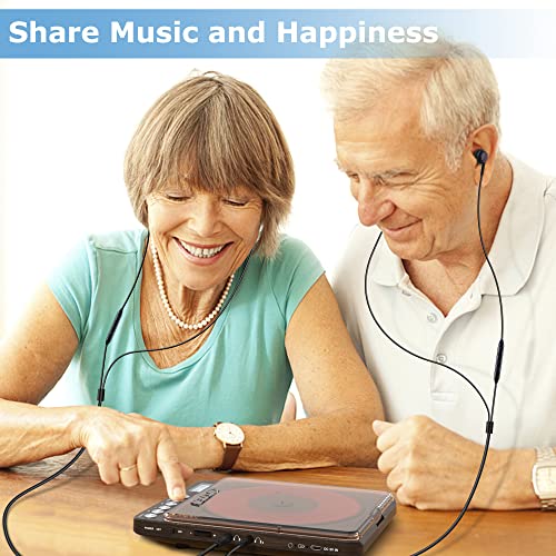 CD Player Portable,Portable CD Player with Built-in Speakers,Rechargeable CD Player for Car with FM Transmitter,Walkman CD Player with Dual Headphones Jack for Kids Elderly,Anti- Shock Protection