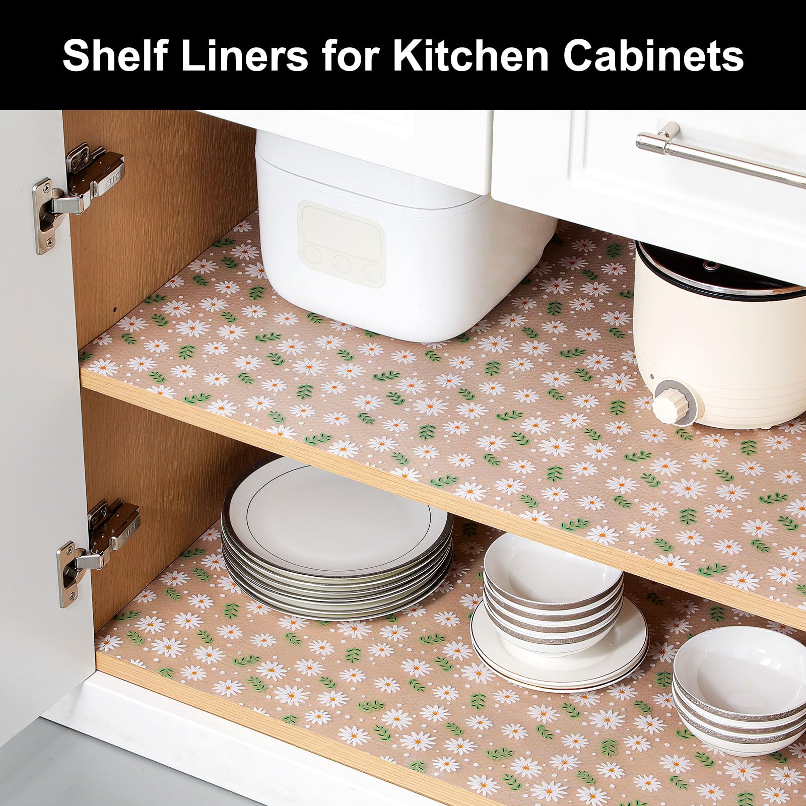 Cooyes Shelf Liner β Premium Cabinet Liner for Kitchen β Non-Slip Shelf Liners for Kitchen Cabinets β Waterproof Shelf Paper with Modern Pattern β Durable EVA Cabinet Liners