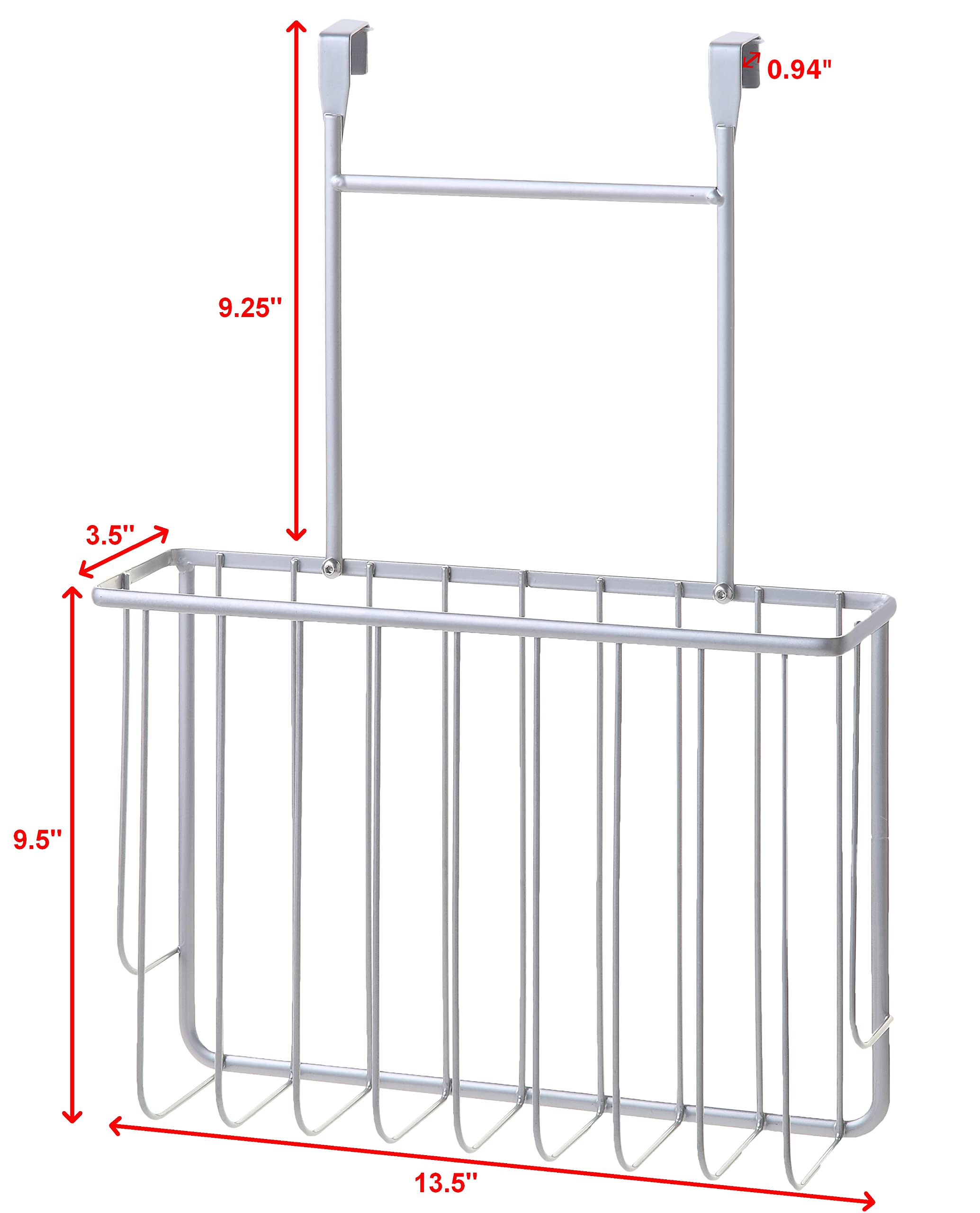 SunnyPoint Over The Cabinet Door Organizer Holder (SET OF 2) (Silver, 13.5 X 9.5 X 3.2 (basket Size))