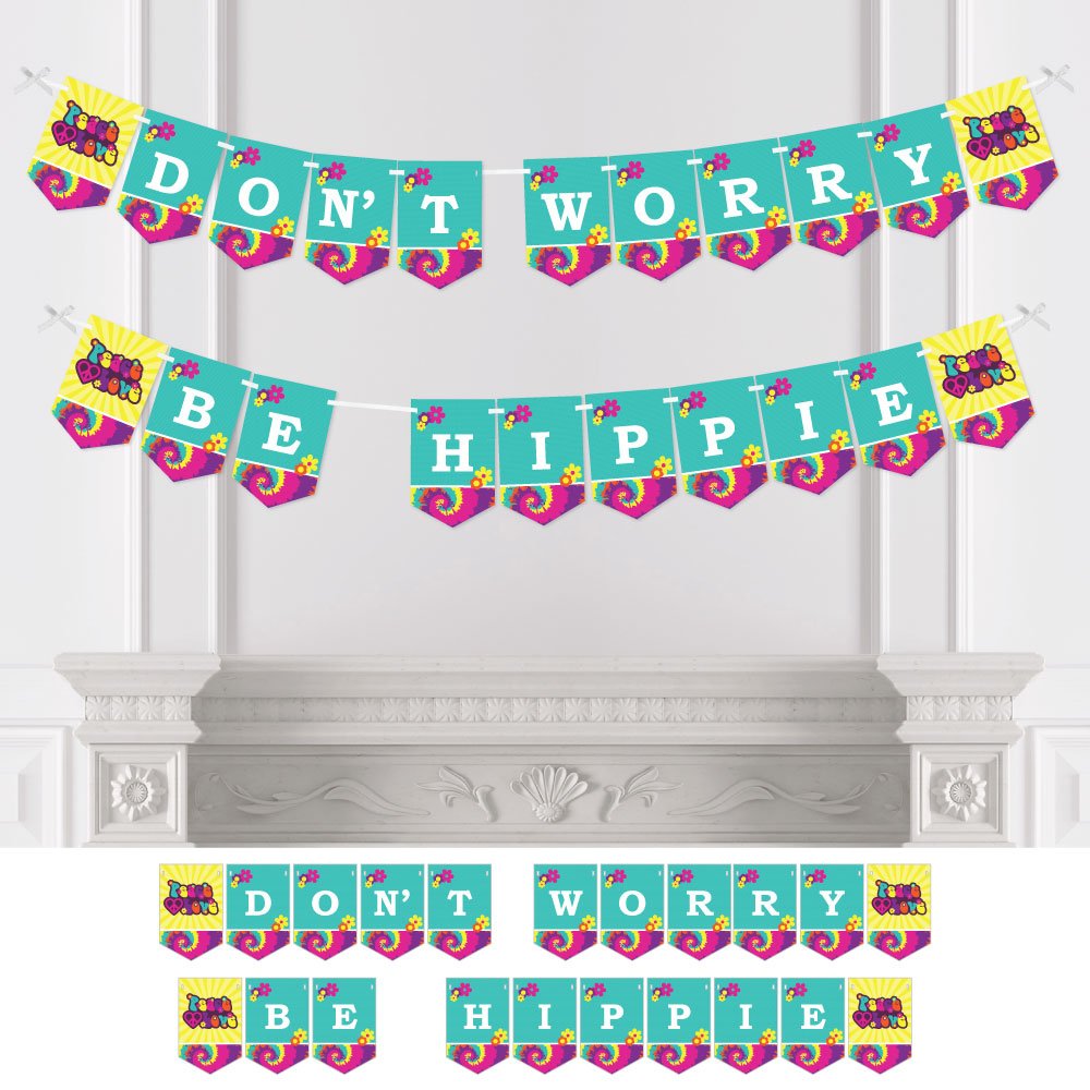 60's Hippie - 1960s Party Bunting Banner - Groovy Party Decorations - Don't Worry, Be Hippie
