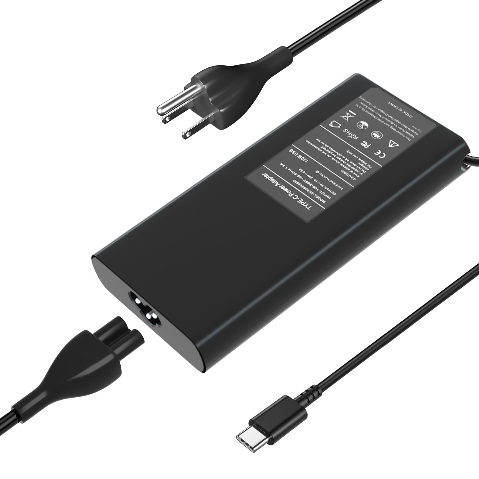 Charger for 130W USB C Type C Laptop for dell XPS 15 17 2in1 9575 9500 9700 Precision 5530 2in1 5550 5750 3560 M3800 M2800 Latitude 7410 7310 7210 9410 9510 5420 5520 5510 Power Supply Cord