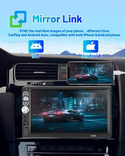 Apple CarPlay Head Unit Single Din Touchscreen Car Stereo with Bluetooth and Backup Camera 7 Inch Car Radio with Android Auto Mirror Link USB Charging & FM AUX TF