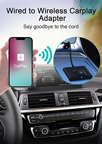 Wireless CarPlay Adapter, CarPlay Dongle for OEM Wired CarPlay Cars, Convert Wired to Wireless CarPlay, Support Online Update Plug & Play Easy Use Fit for Cars from 2015 & iPhone iOS 10+ (Black)