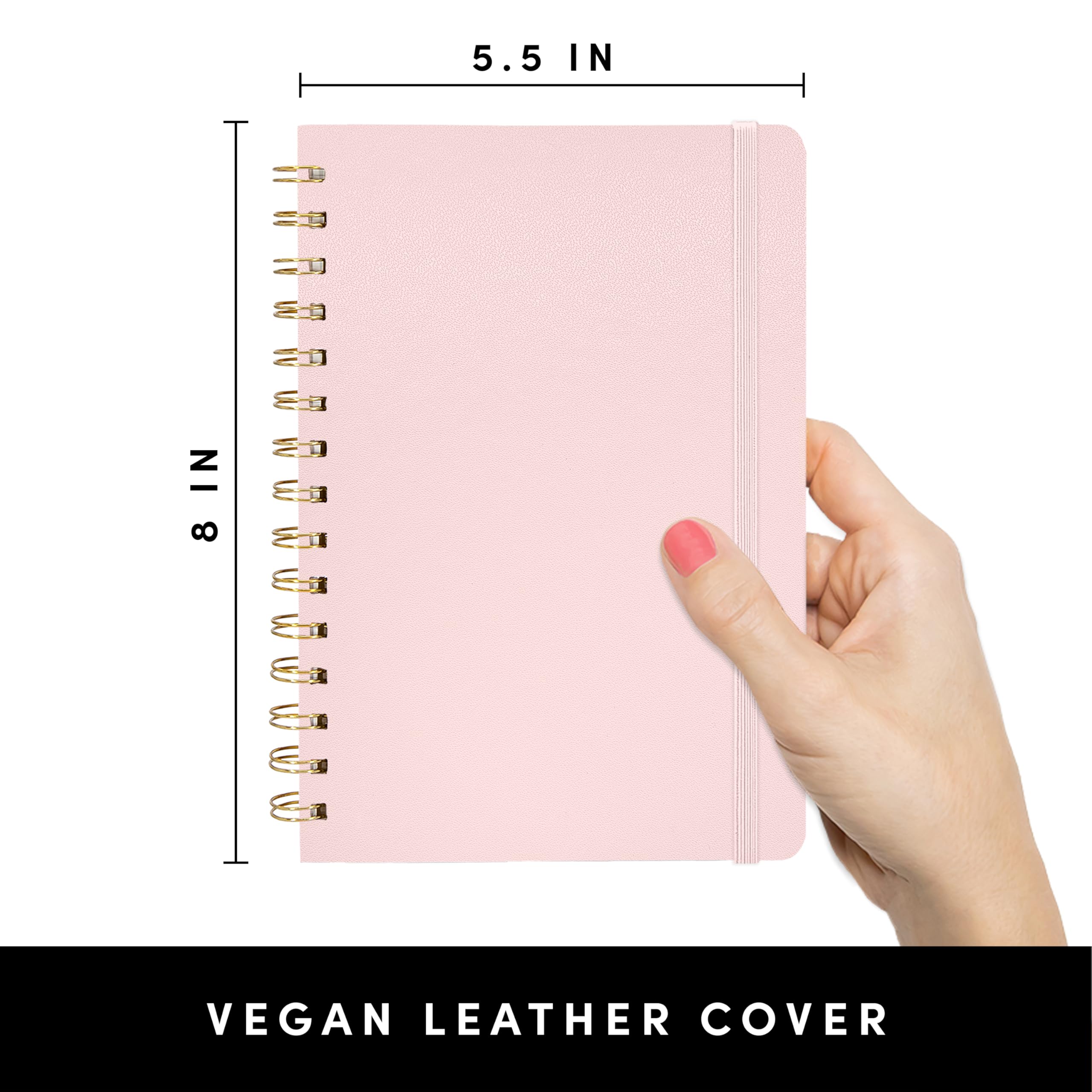 PAPERAGE Lined Spiral Journal Notebook, (Blush), 160 Pages, Medium 5.7 inches x 8 inches - 100 GSM Thick Paper, Hardcover, Double-Wire Spiral Journal & Notebook