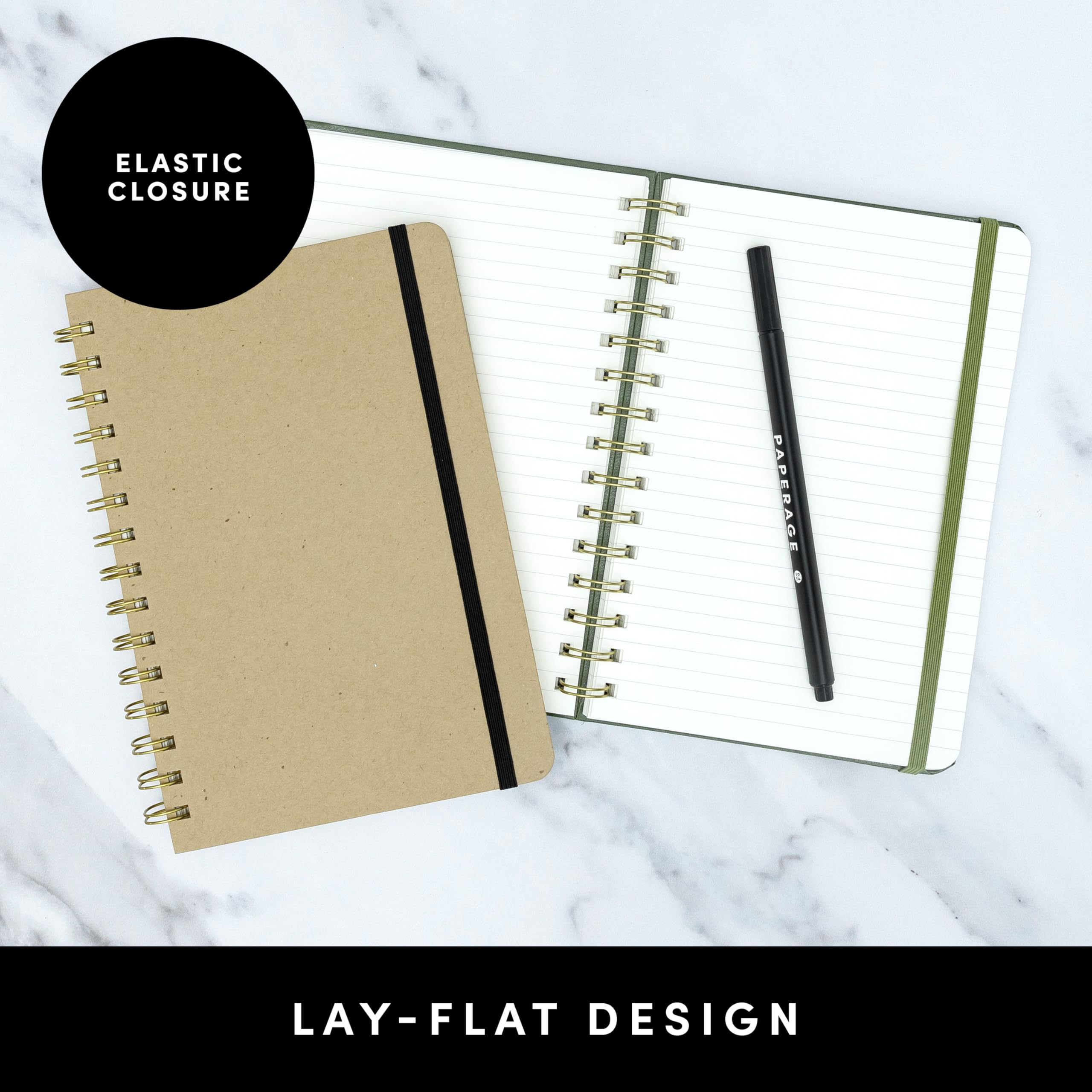 PAPERAGE Lined Spiral Journal Notebook, (Blush), 160 Pages, Medium 5.7 inches x 8 inches - 100 GSM Thick Paper, Hardcover, Double-Wire Spiral Journal & Notebook