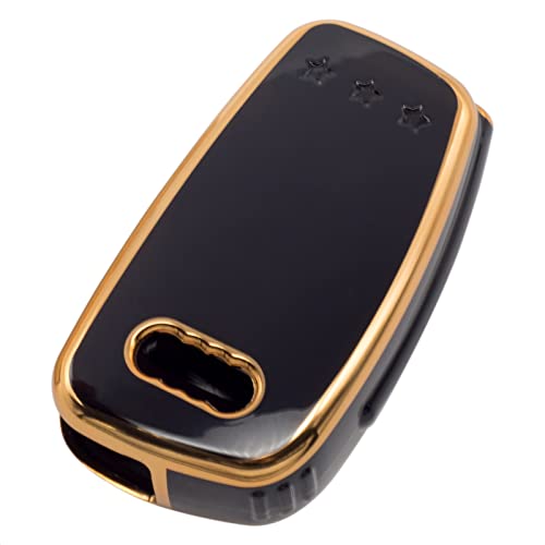 TANGSEN Flip Key Fob Case Premium Black Soft TPU Full Protection Cover Compatible with Audi A1 A3 A4 A5 A6 A8 Q3 Q5 Q7 R8 RS S3 S4 S5 S6 S8 TT 3 4 Button Keyless Entry Remote Control Accessories