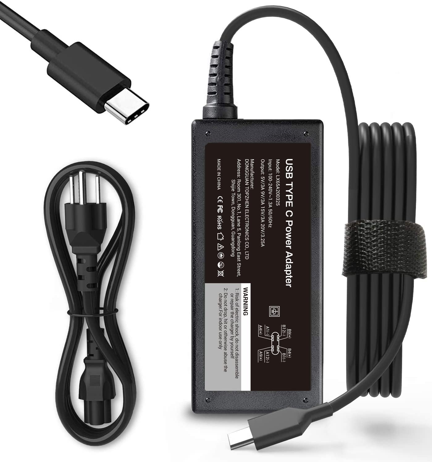 65W 45W USB C Charger Fit for Dell Chromebook 3100 3400 3380 5190 5300 Latitude 7420 74105520 5320 5420 7310 7320 9420 9510 7390 XPS 13 9305 P28T P29T P86F P30T DA65NM190 HA65NM170 LA65NM170 LA65NM190